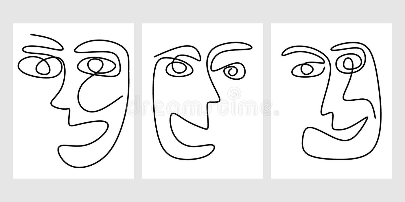 Continuous Line Drawing Faces Stock Illustrations 3 909 Continuous