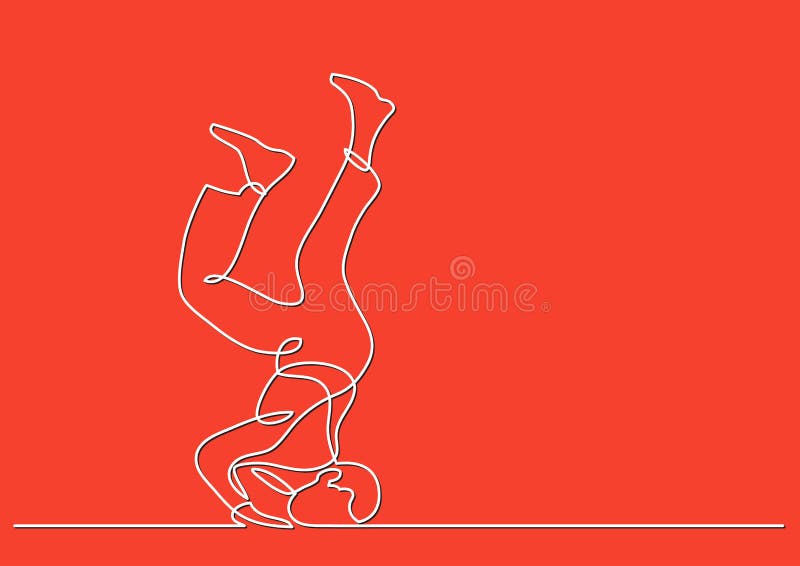Continuous Line Drawing of Fallen Man on the Floor Stock Illustration ...