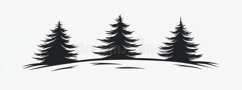 Continuous Line Drawing Featuring the Pine Fir Trees of a Forest Stock ...