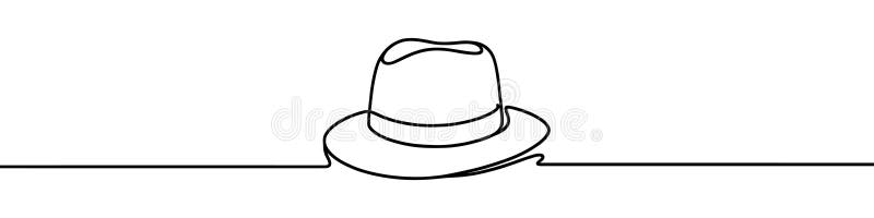 Continuous Line Drawing of Fedora Hat with Ribbon Band Иллюстрация ...