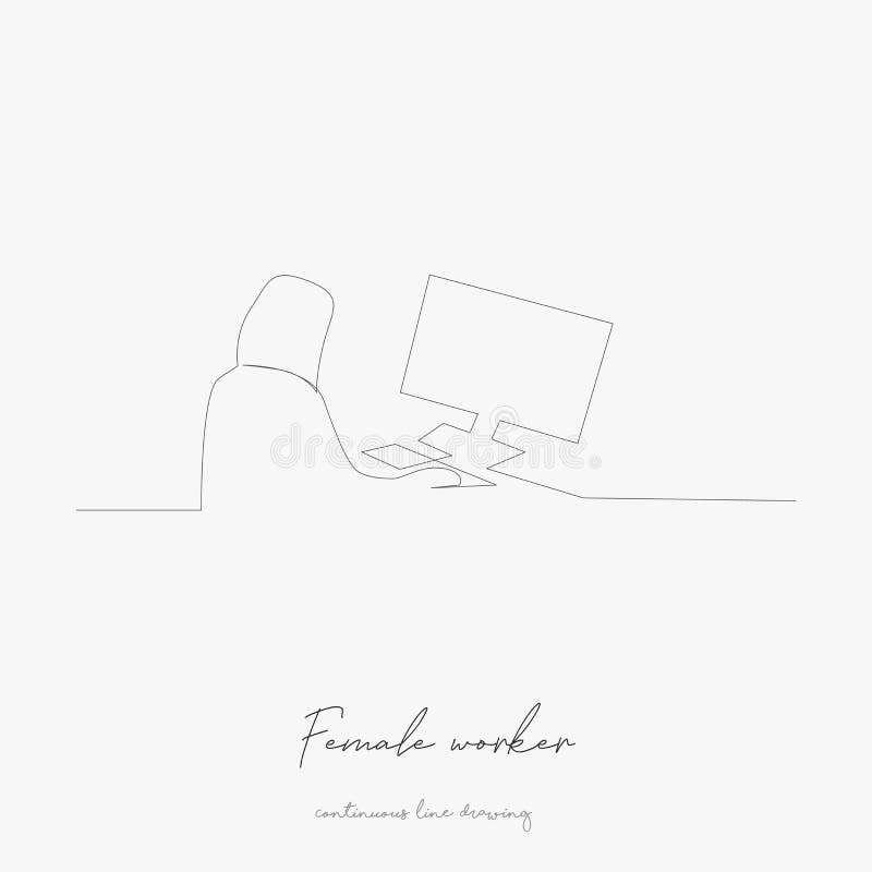 Continuous Line Drawing. Female Worker. Simple Vector Illustration ...