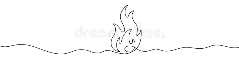 Continuous Line Drawing of Fire. Flame Linear Icon. One Line Drawing ...