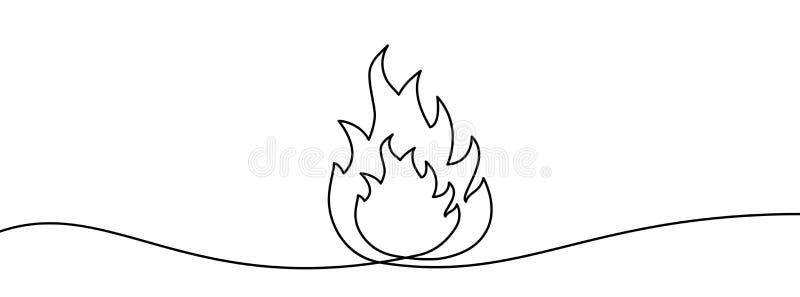Continuous Line Drawing of Fire. Flame Linear Icon. One Line Drawing ...