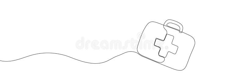 Continuous Line Drawing of First Aid Kit Isolated on White Background ...