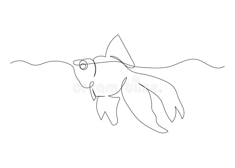 Continuous Line Drawing of Fish with the Ocean. Stock Vector ...