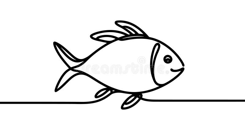 Continuous Line Drawing of a Fish Swimming in the Ocean Stock ...