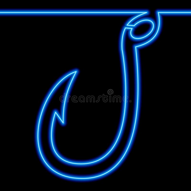 Continuous Line Drawing Fishing Hook Neon Concept Stock Vector ...