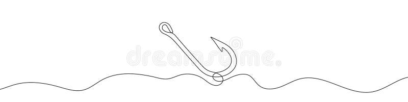 Continuous Line Drawing of Fishing Hook. One Line Icon of Fishing Hook ...
