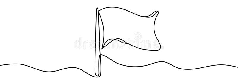 Continuous Line Drawing of Flag. Single Line Drawing of a Silhouette of ...