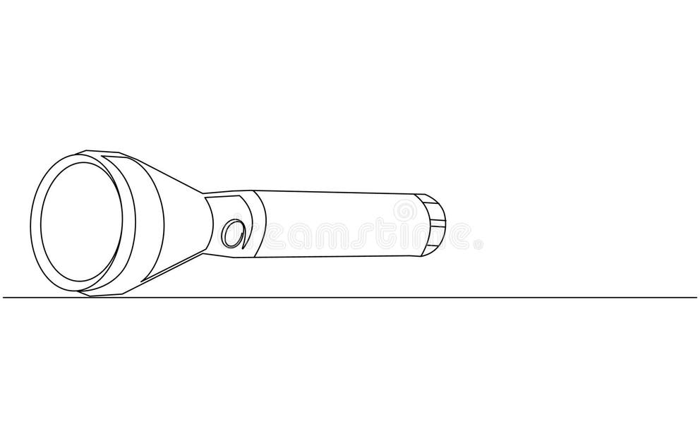 Continuous Line Drawing of a Flashlight Stock Vector - Illustration of ...