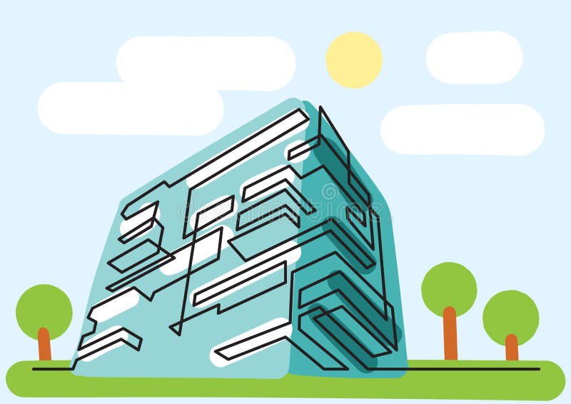Continuous Line Drawing of Modern Apartment Building Stock Illustration ... Continuous Line Drawing of Modern Apartment Building Stock Illustration ...