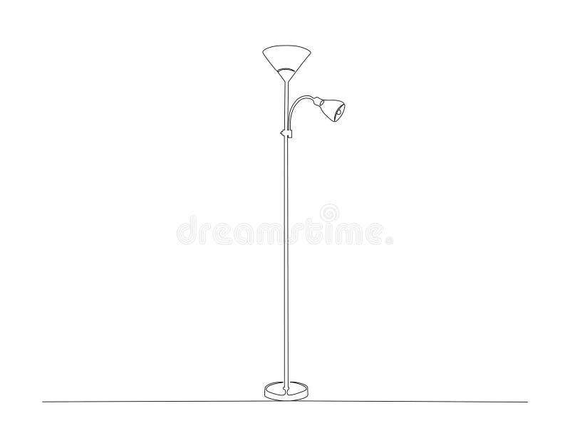 Continuous Line Drawing of Floor Lamp. One Line of Standing Lamp for ...