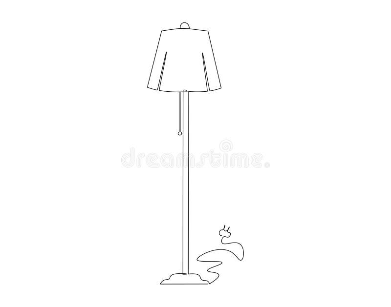 Continuous Line Drawing of Floor Lamp. One Line of Standing Lamp for ...