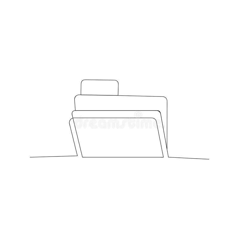 Continuous Line Drawing of Folder an Open. Isolated Sketch Drawing of ...