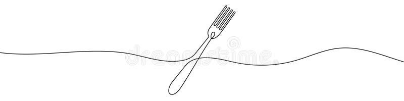 Continuous Line Drawing of Fork. Single Line Drawing of a Silhouette of ...