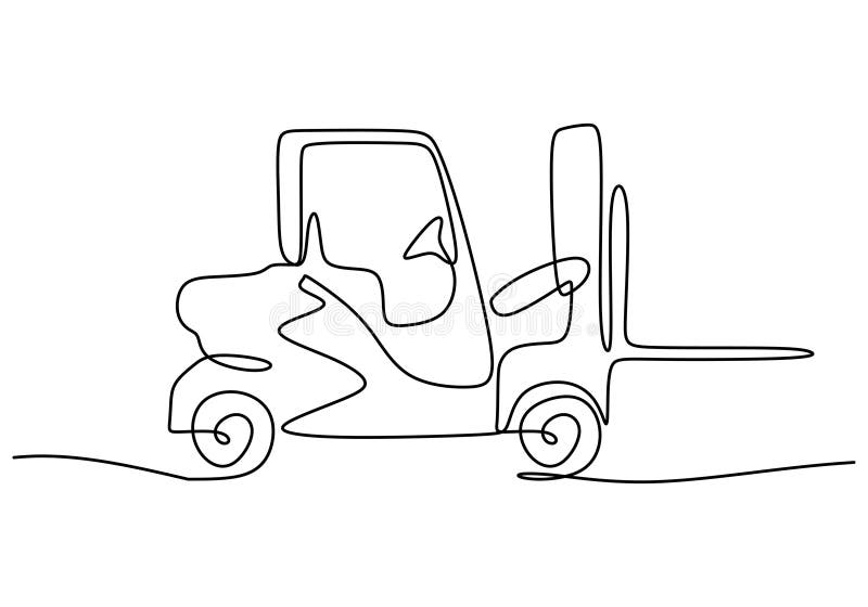 Continuous Line Drawing of a Forklift in a Clean Vector Design for ...