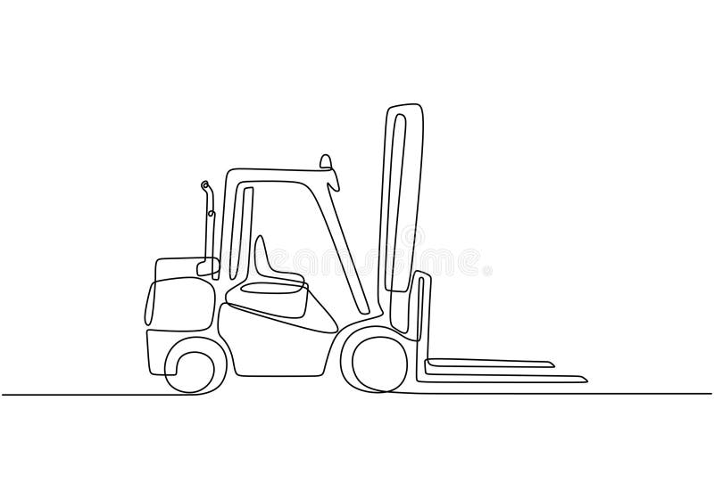 Continuous Line Drawing of a Forklift in Clean Vector Format for ...