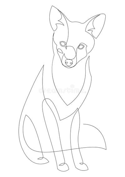 Continuous Line Drawing of Fox. One Line Art Animal. Vector ...