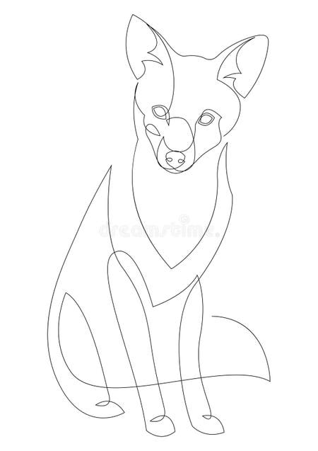 Continuous Line Drawing of Fox. One Line Art Animal. Vector ...