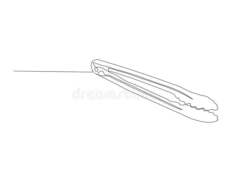 Continuous Line Drawing of Fried Tongs. One Line of Tongs. Kitchenware ...