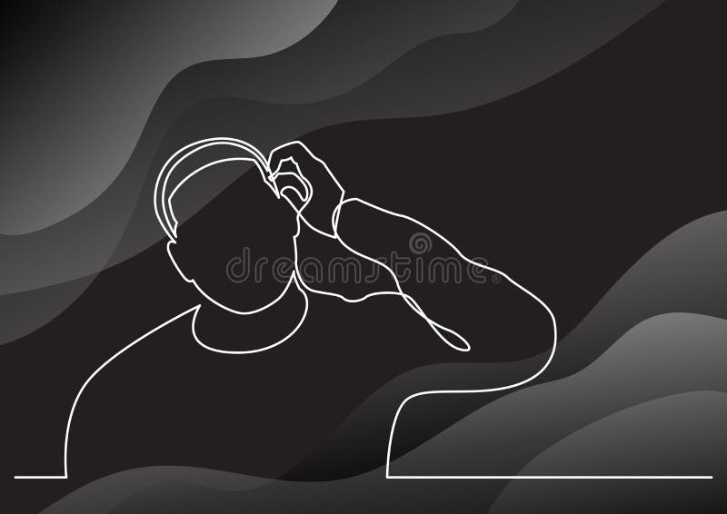 Continuous Line Drawing of Frustrated Man Stock Vector - Illustration ...