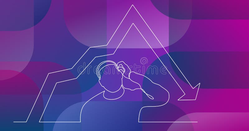 Continuous Line Drawing of Frustrated Man with Decreasing Graph Stock ...