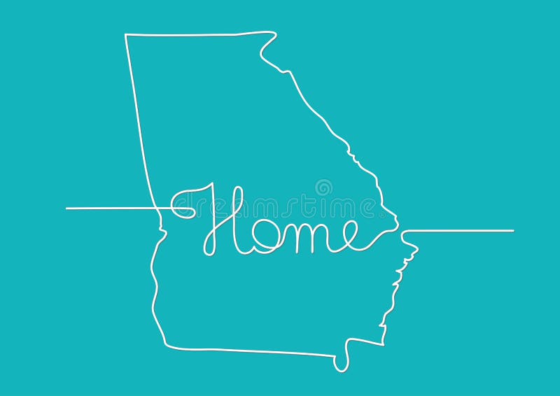 Continuous Line Drawing of Georgia Home Sign Stock Vector ...