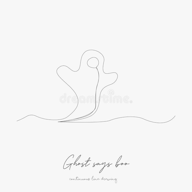 Continuous Line Drawing. Ghost Says Boo. Simple Vector Illustration ...