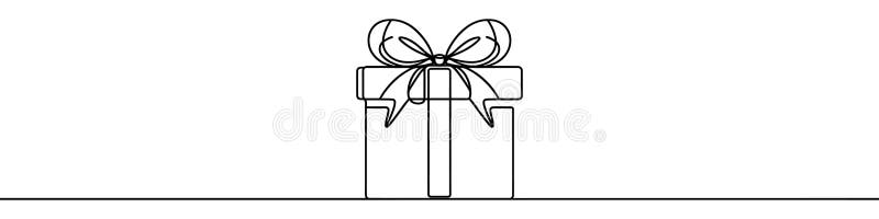 Continuous Line Drawing of Gift Box. One Line Drawing of Gift Box Icon ...