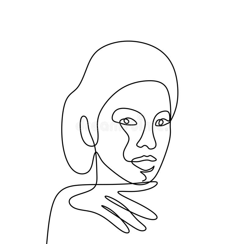 Continuous Line Drawing of Girl Face Abstract Stock Vector ...