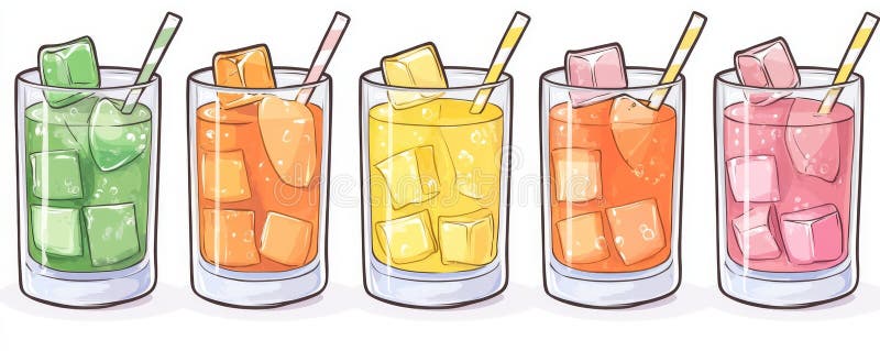 A Continuous Line Drawing of a Glass with Ice Intended for Drinks Stock ...