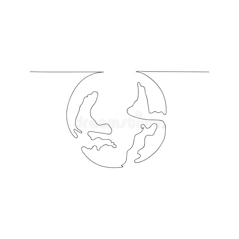 Continuous Line Drawing of Globe. Isolated Sketch Drawing of Globe Line ...