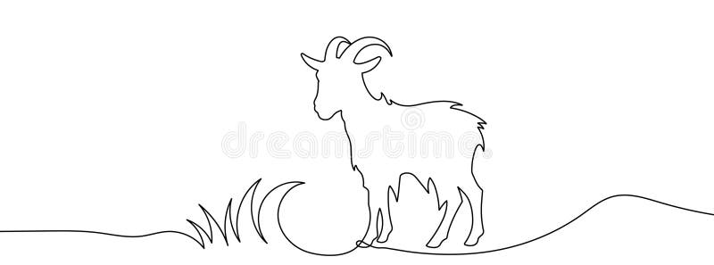 Continuous Line Drawing of a Goat. Single Line Goat Icon. Stock Vector ...