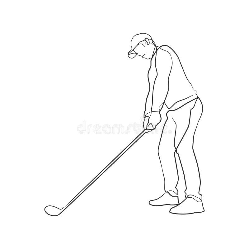 Continuous Line Drawing of Golfer Stock Vector - Illustration of golf ...