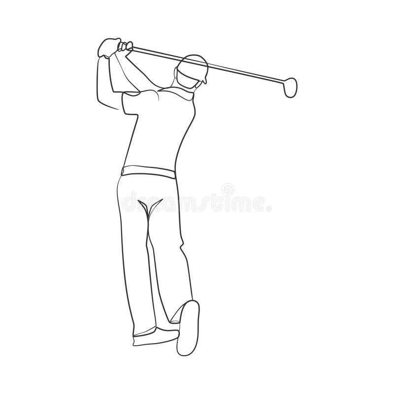 Continuous Line Drawing of Golfer Stock Vector - Illustration of shot ...