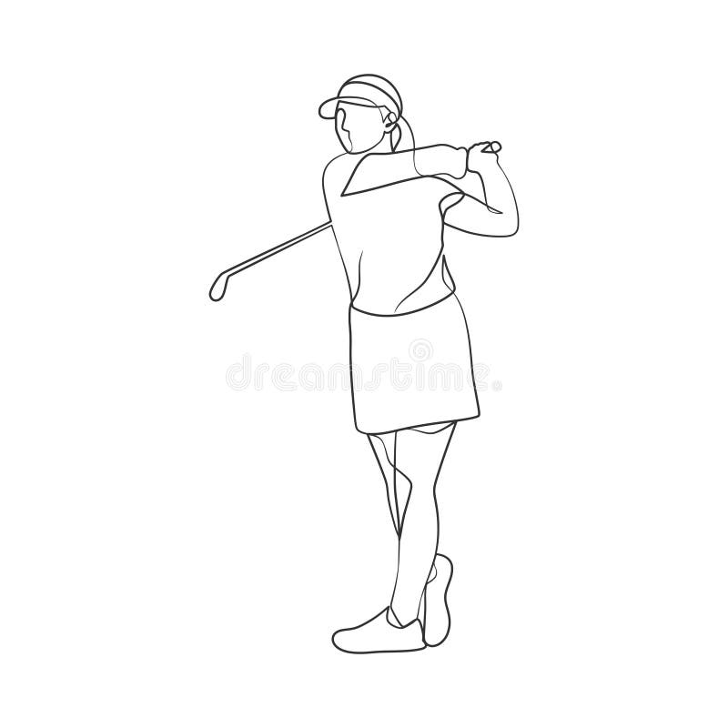 Continuous Line Drawing of Golfer Stock Vector - Illustration of ...
