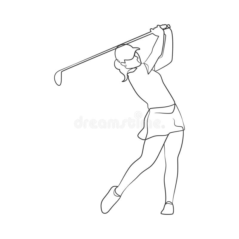 Continuous Line Drawing of Golfer Stock Vector - Illustration of design ...