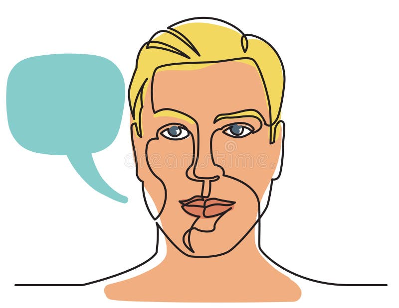 Continuous Line Drawing of Good Looking Man on White Background Stock ...