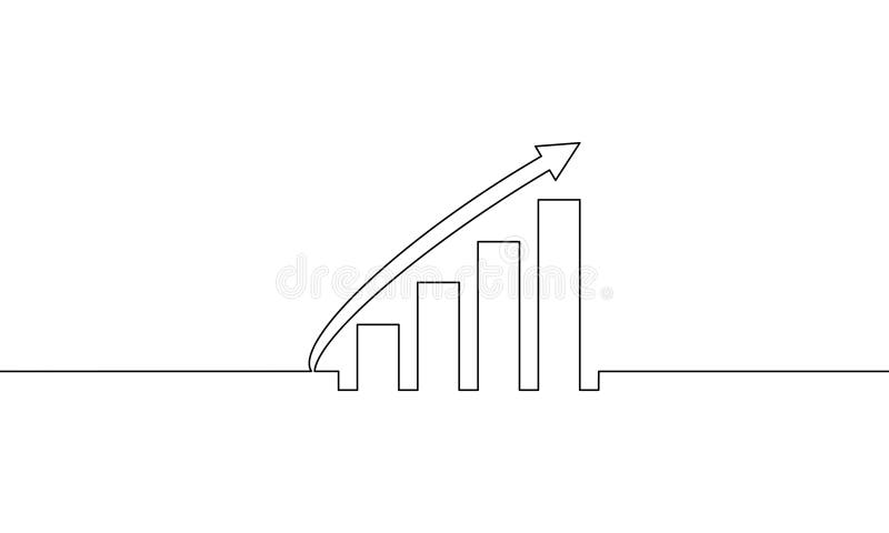 Continuous Line Drawing of Increasing Chart. Arrow Up, Business Growth ...