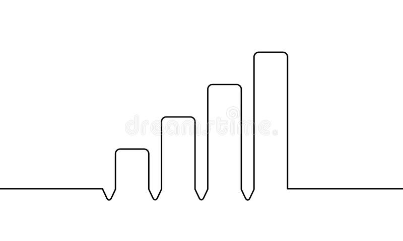 Continuous Line Drawing of Graph. Business Growth Icon Stock Vector ...