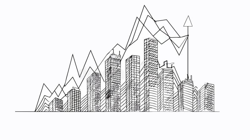 Continuous Line Drawing of Graph Business Icon Stock Vector ...