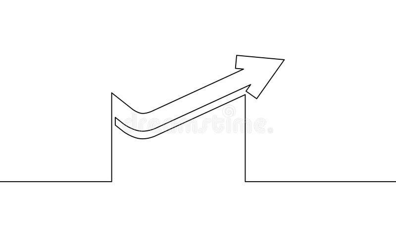 Continuous Line Drawing of Increasing Chart. Arrow Up, Business Growth ...