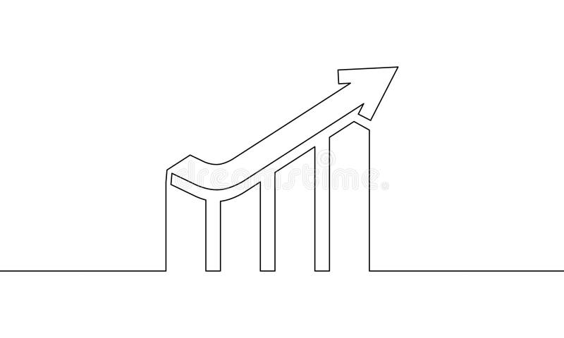 Continuous Line Drawing of Graph Icon. Business Growth Stock Vector ...