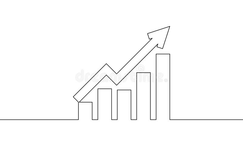 Continuous Line Drawing of Graph Icon Business. Illustration Vector of ...