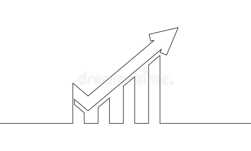 Continuous Line Drawing of Increasing Chart. Arrow Up, Business Growth ...