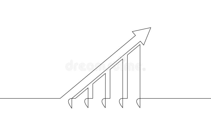 Continuous Line Drawing of Graph Icon. Illustration Vector of Arrow ...