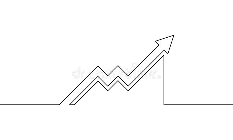 Continuous Line Drawing of Graph Icon. Increasing Arrow Up Stock Vector ...
