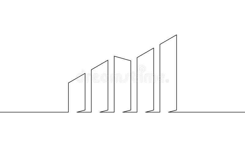 Continuous Line Drawing of Graph. Illustration Vector of Bar Chart ...