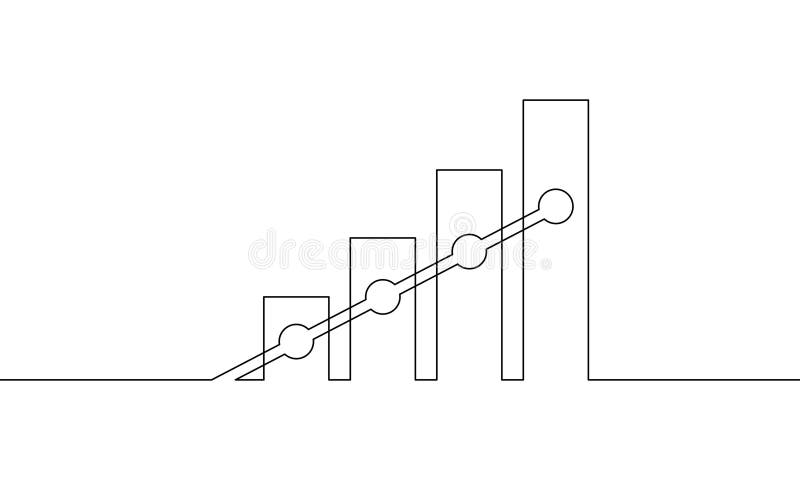 Continuous Line Drawing of Increasing Chart. Arrow Up, Business Growth ...