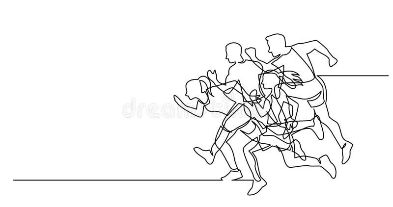 Continuous Line Drawing of Group of Athletes Running Stock Vector ... Continuous Line Drawing of Group of Athletes Running Stock Vector ...